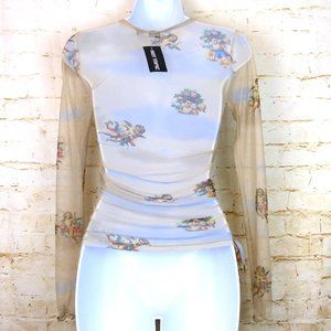 Hot Topic | Tops | Hot Topic Cherub Clouds Print Mesh Top Womens S ...